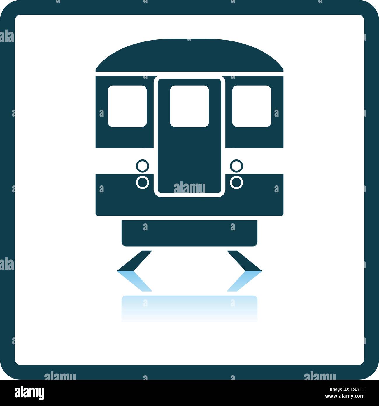 Subway train icon front view. Square Shadow Reflection Design. Vector ...