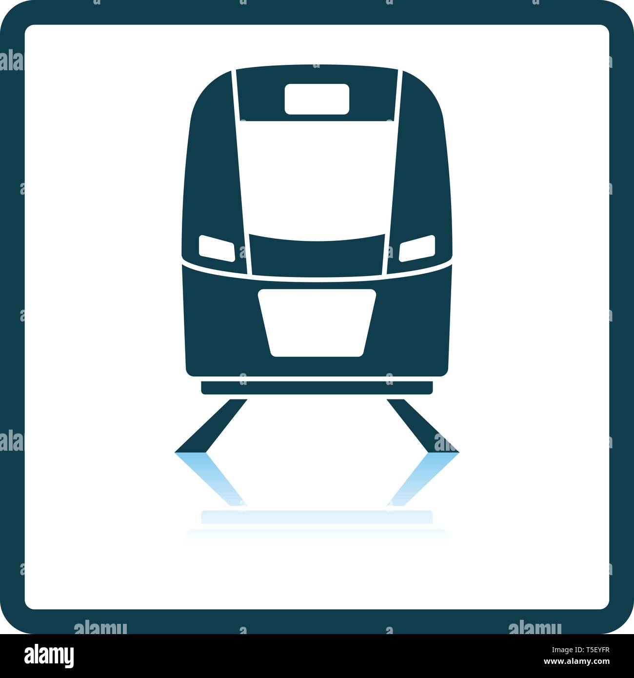 Train icon front view. Square Shadow Reflection Design. Vector ...