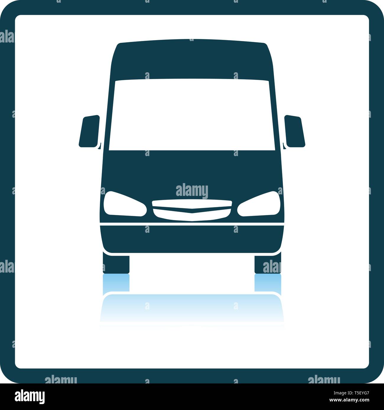 Van icon front view. Square Shadow Reflection Design. Vector ...