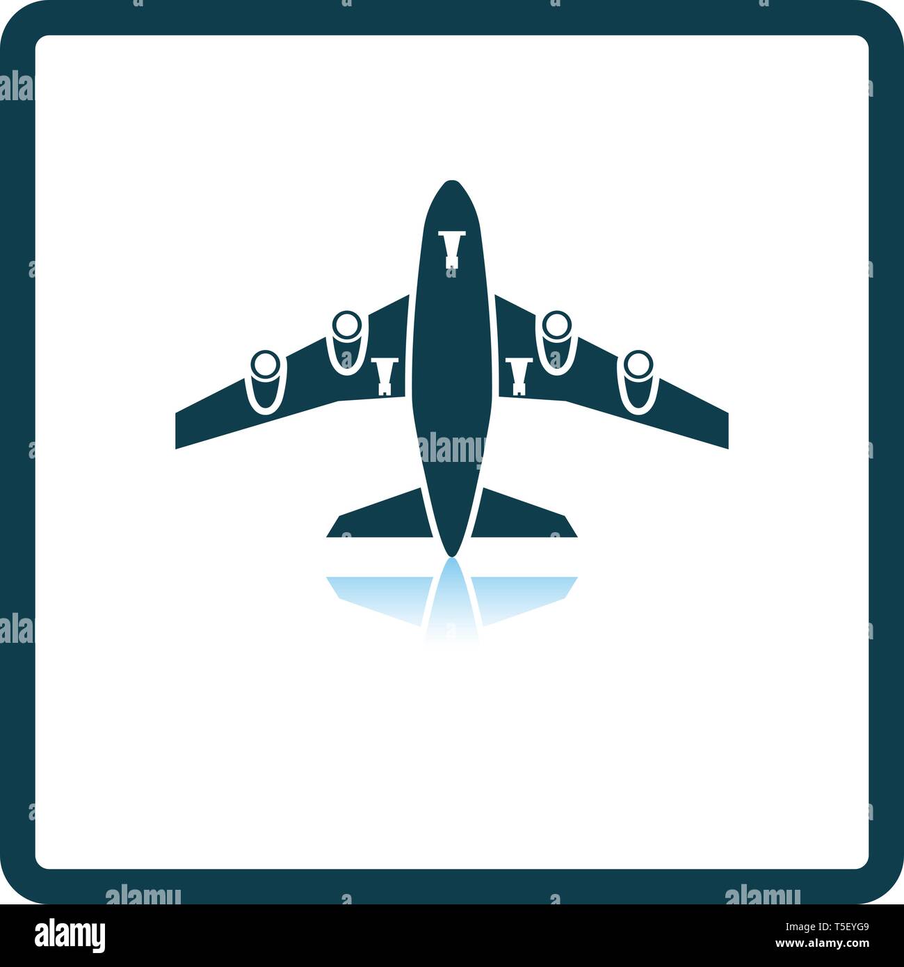Airplane takeoff icon front view. Square Shadow Reflection Design ...