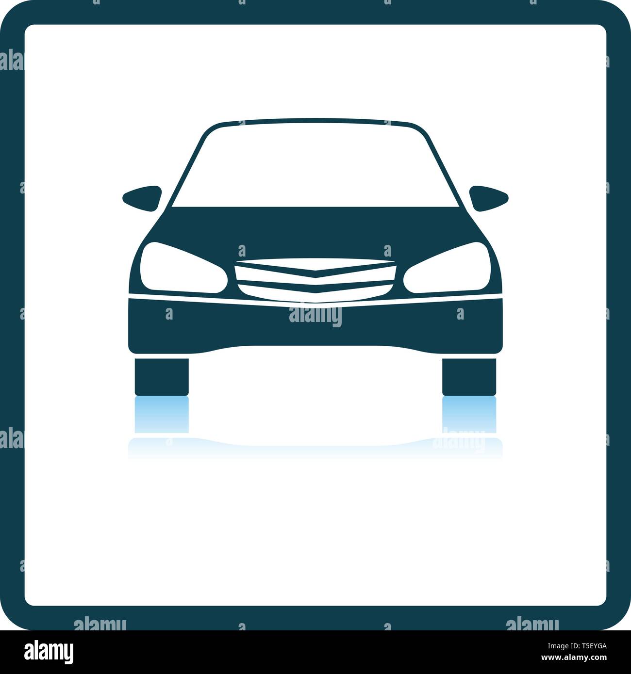 Sedan car icon front view. Square Shadow Reflection Design. Vector ...