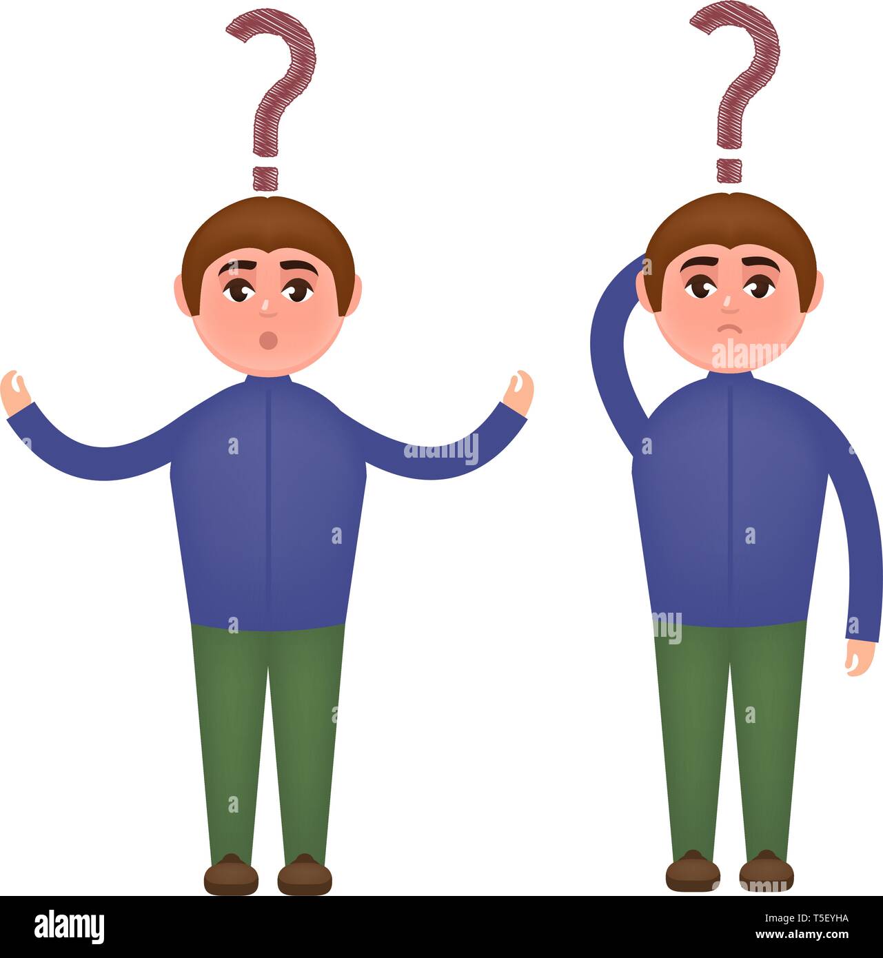 Guy and question mark. Vector illustration in cartoon style Stock ...