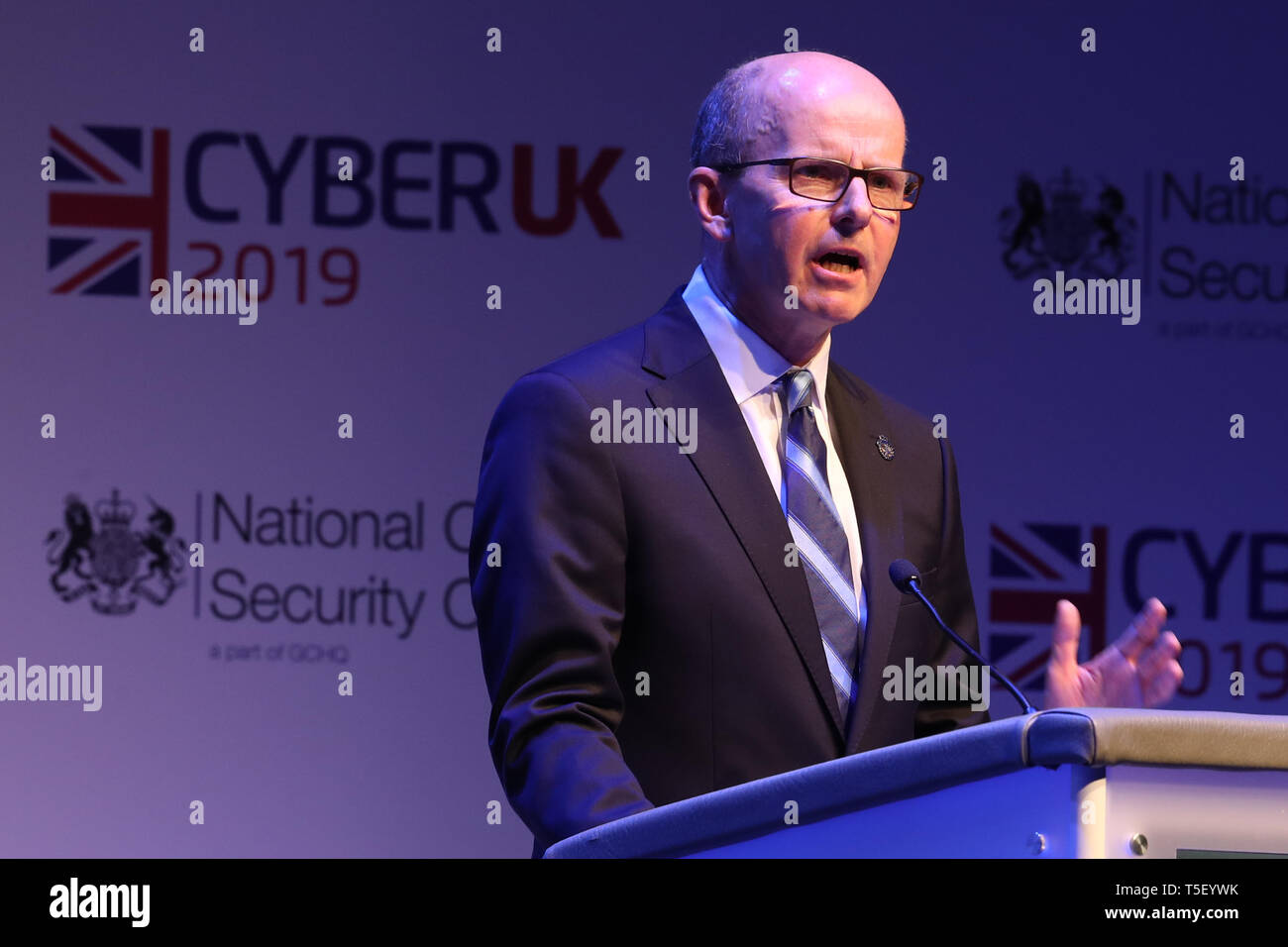 Jeremy Fleming, Director of GCHQ, gives a keynote speech at the National Cyber Security Centre ...