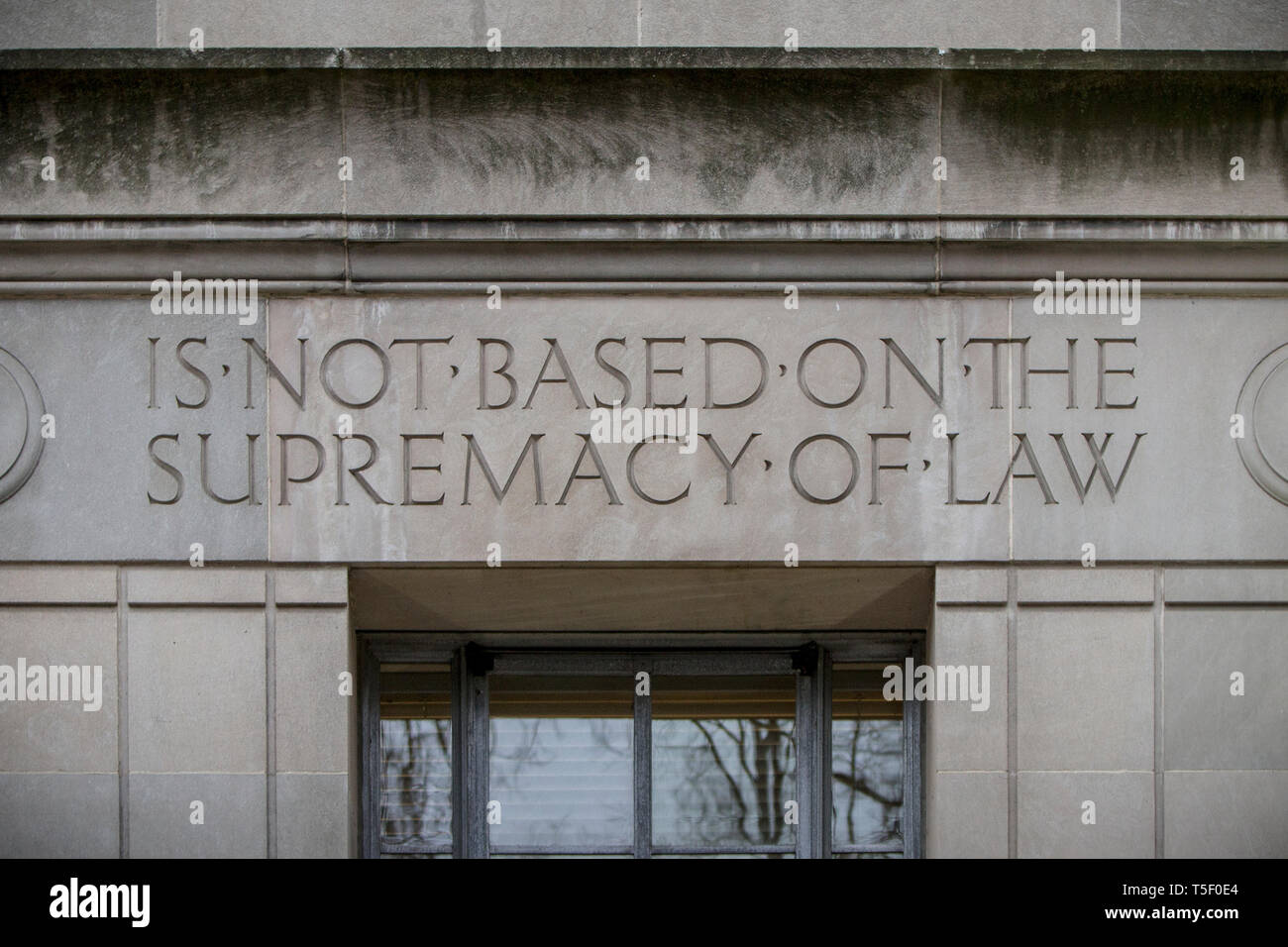 Inscriptions on the walls of the US Department of Justice. The ...