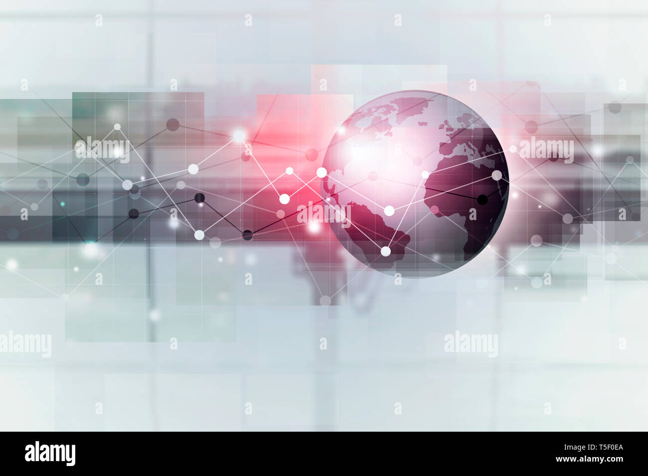 technology world network connection around the world. mixed media ...