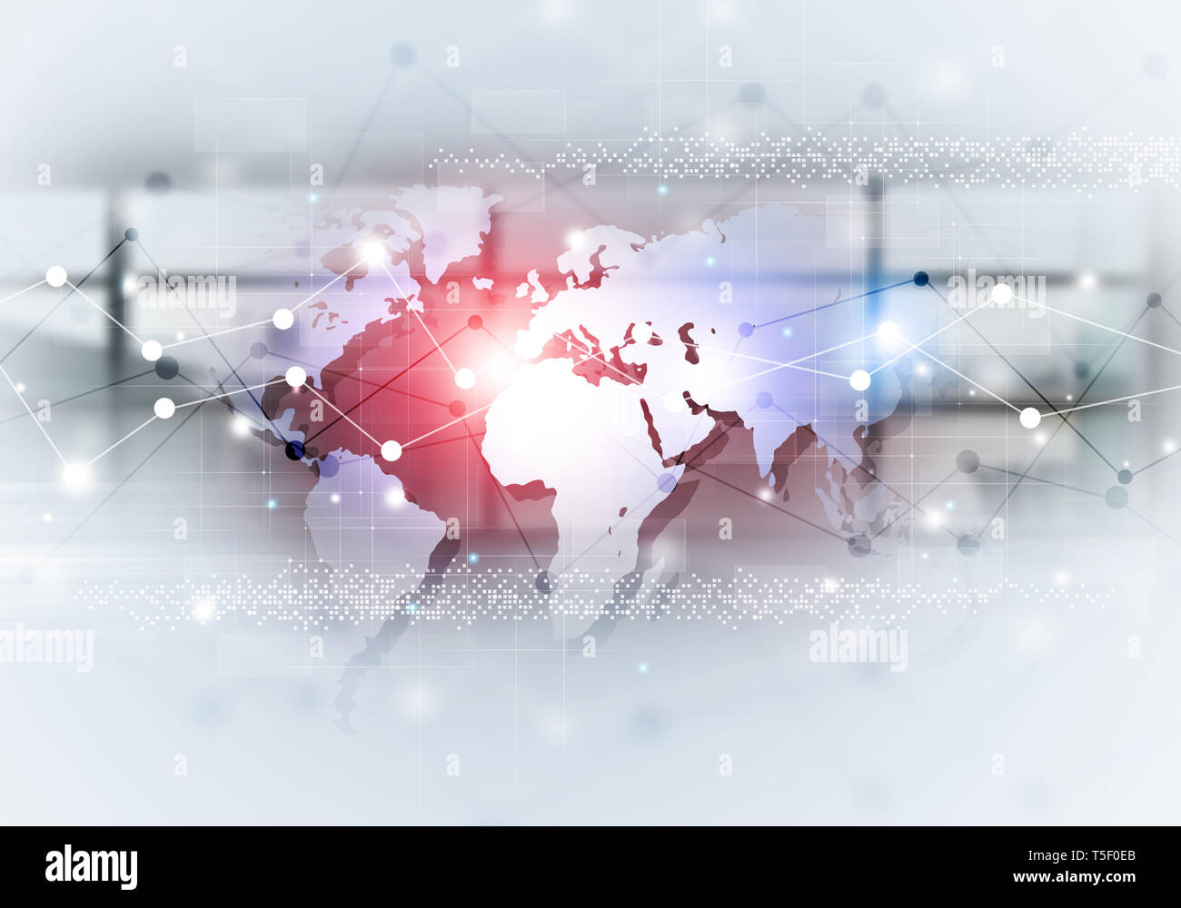 visual interface technology concept connections background on world map ...