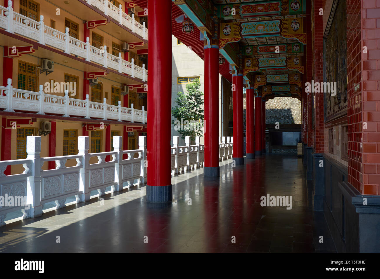 A nice look at the exterior veranda of a building at the giant Yuanheng ...