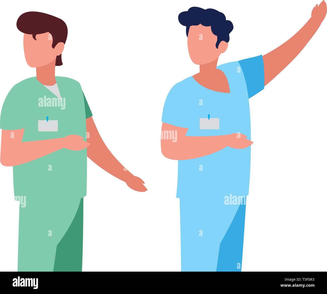 male medicine workers with uniforms vector illustration design Stock ...