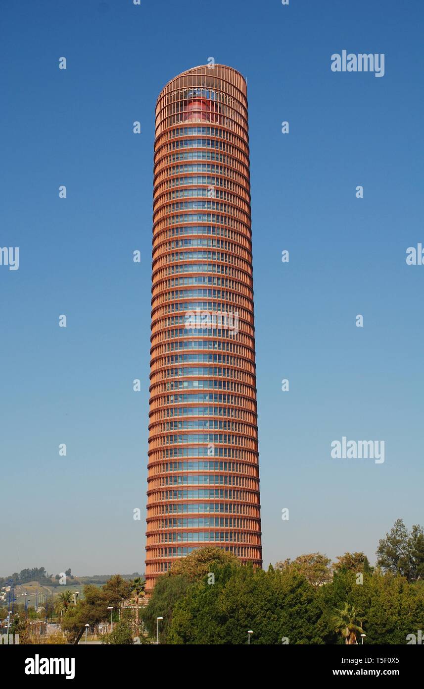 The Torre Sevilla office and hotel building in Seville, Spain on April ...