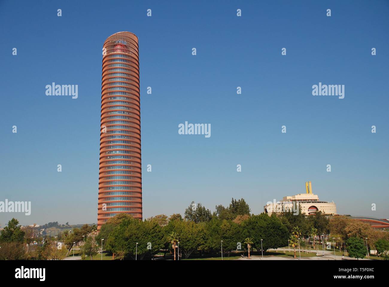The Torre Sevilla office and hotel building in Seville, Spain on April ...