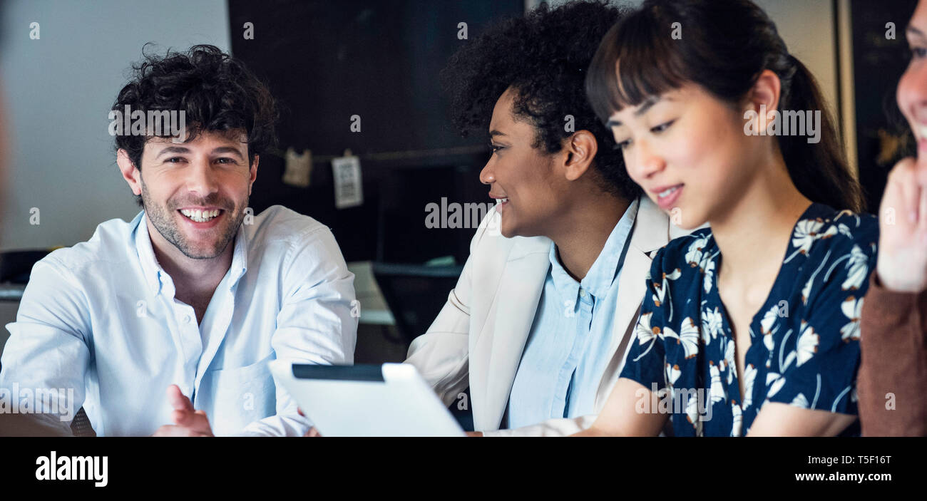 Communication smiling sitting document hi-res stock photography and ...