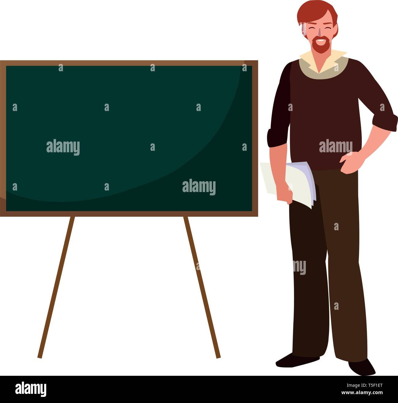 teacher male with documents and chalkboard vector illustration design ...