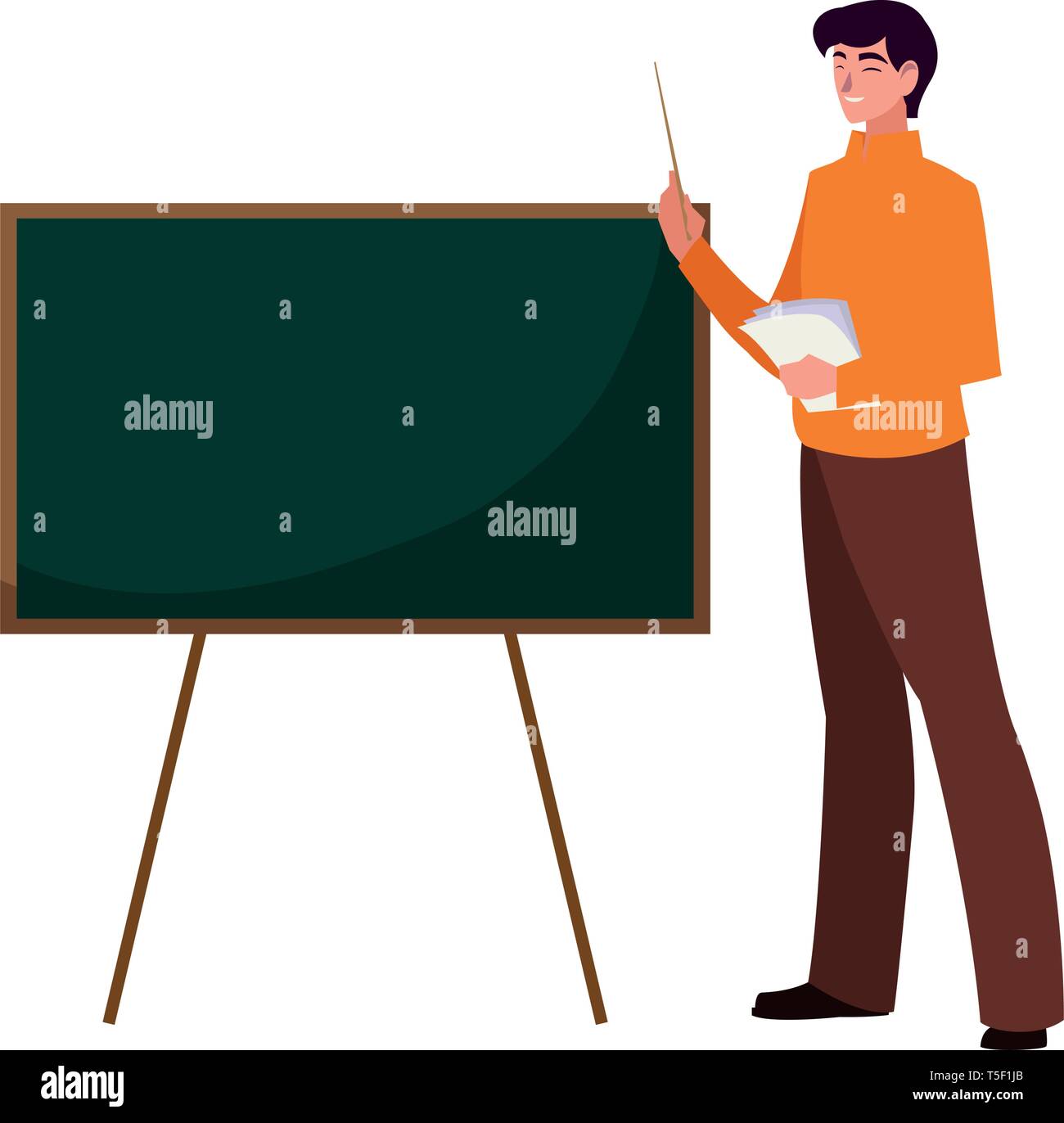 teacher male with documents and chalkboard vector illustration design ...