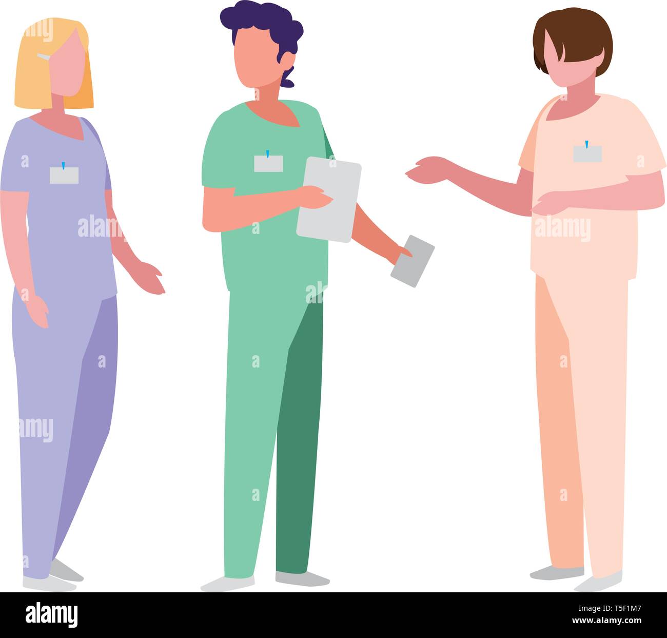 group medicine workers with uniform characters vector illustration ...