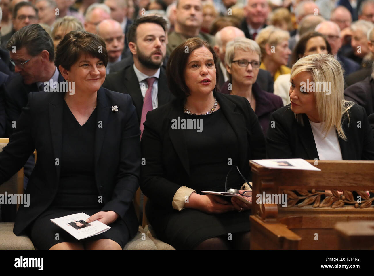 DUP leader Arlene Foster with Sin Fein's Mary Lou McDonald and Michelle ...