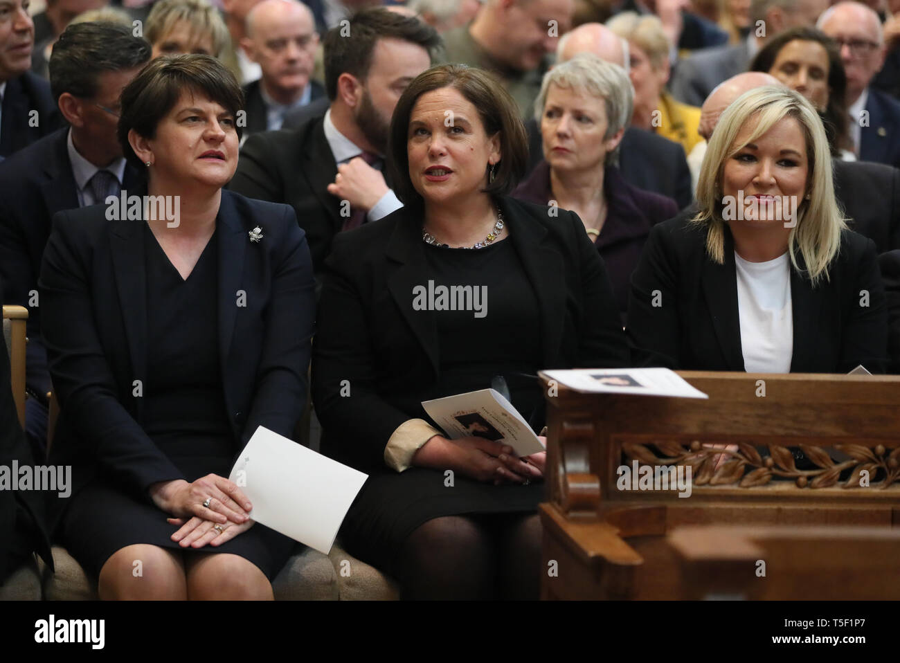 DUP leader Arlene Foster with Sin Fein's Mary Lou McDonald and Michelle ...
