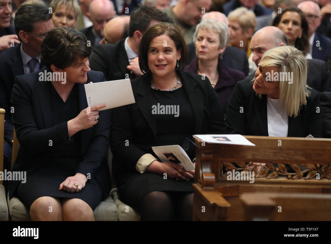 DUP leader Arlene Foster with Sinn Fein's Mary Lou McDonald and ...