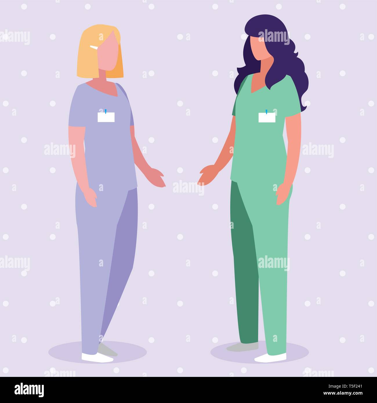 female medicine workers with uniform characters vector illustration ...