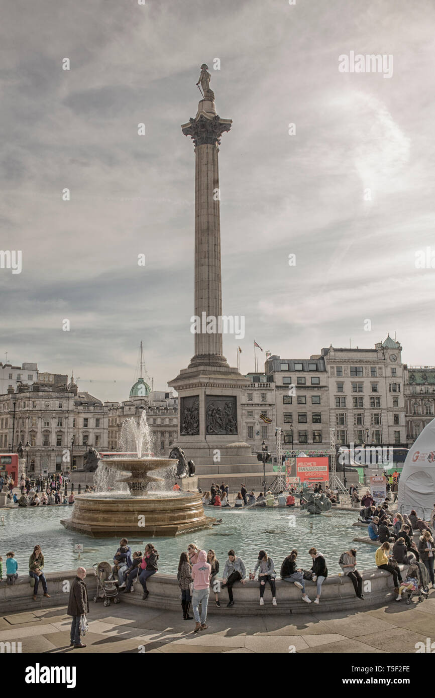 Admiral Nelson statue in Trafalgar Square, London, England, UK Stock ...