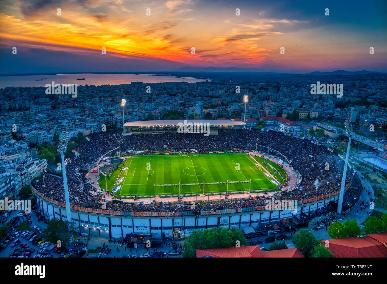 Thessaloniki, Greece, April 21, 2019: Aerial shoot of the Toumba ...