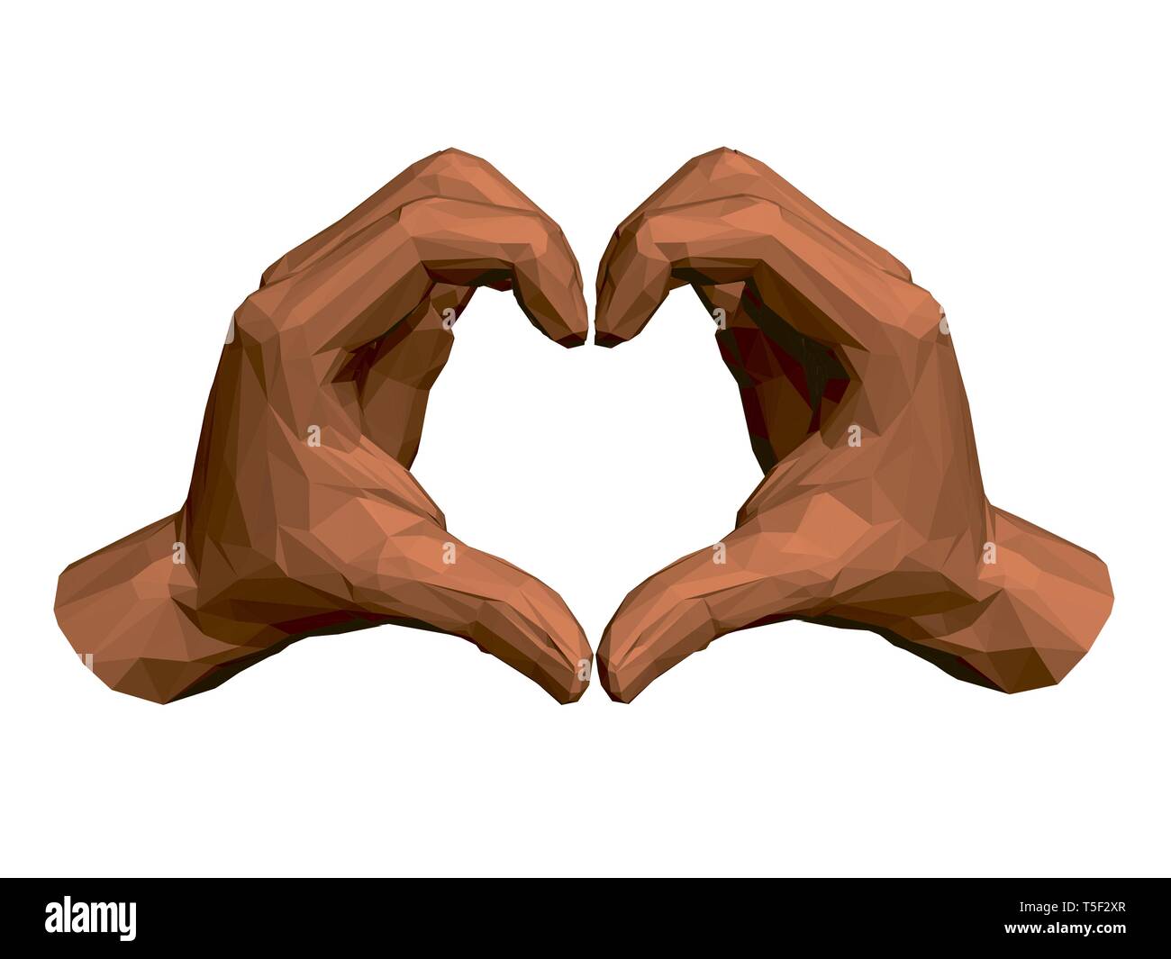 Polygonal human hands show the shape of the heart. 3D. Vector ...