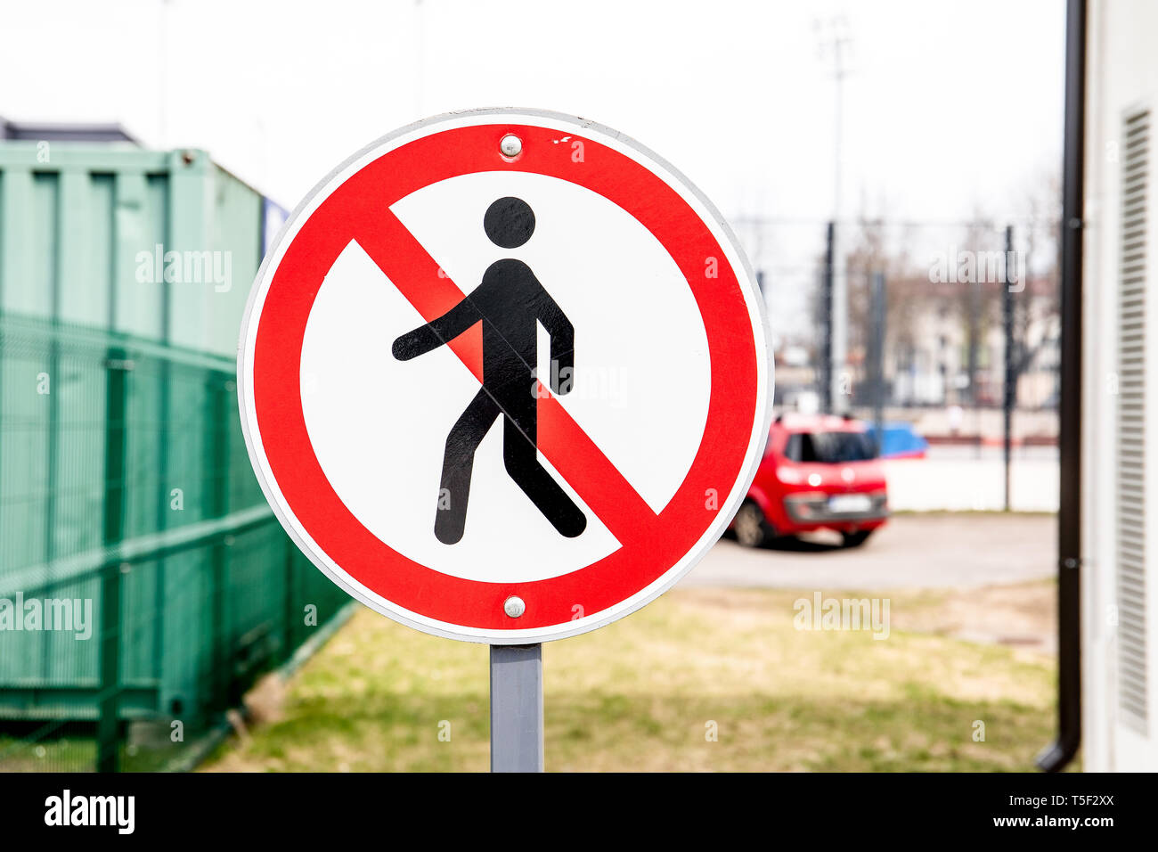 Road sign prohibiting the movement of pedestrians Stock Photo - Alamy