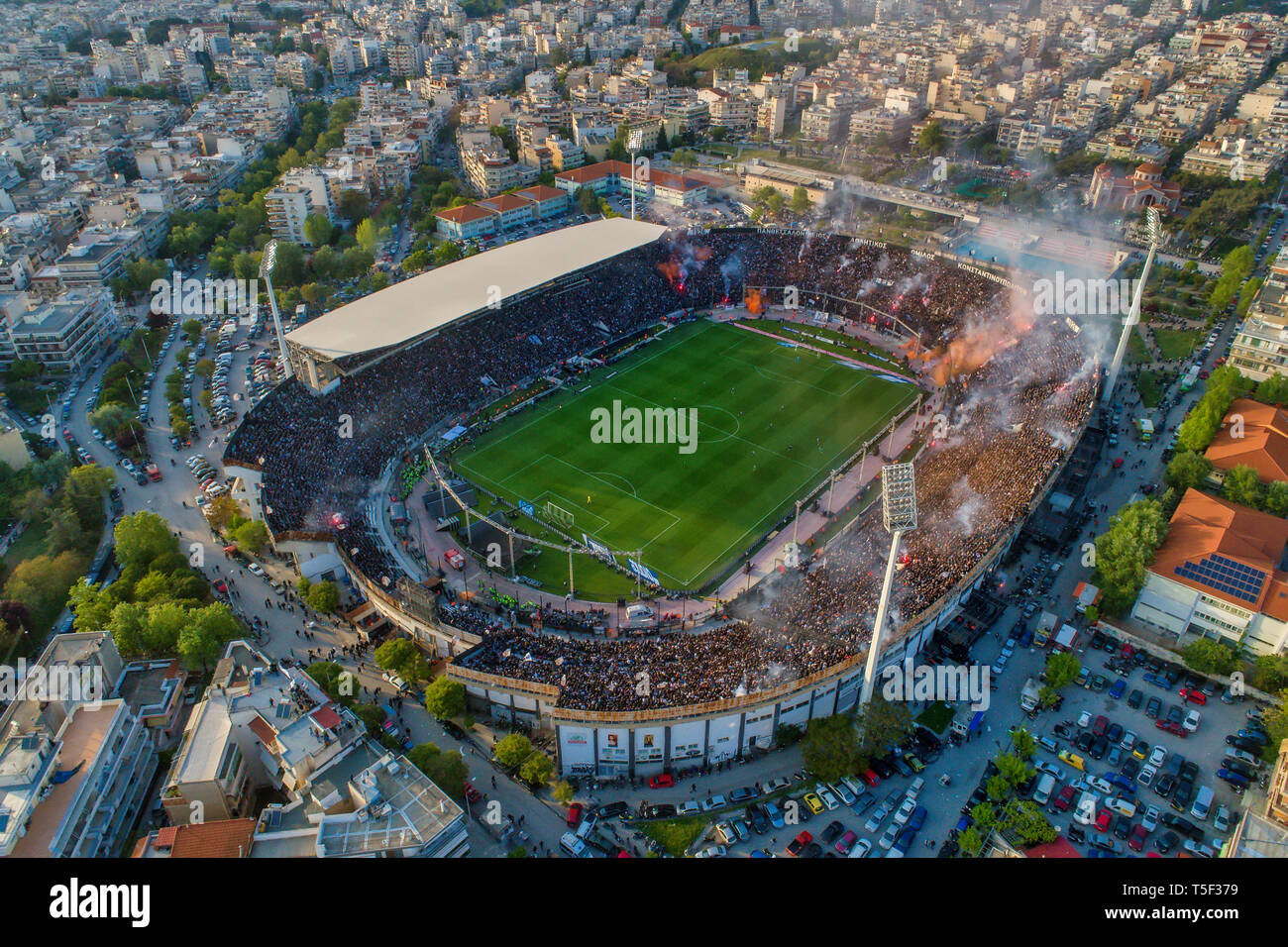 Football crowd celebrating with flares hi-res stock photography and ...