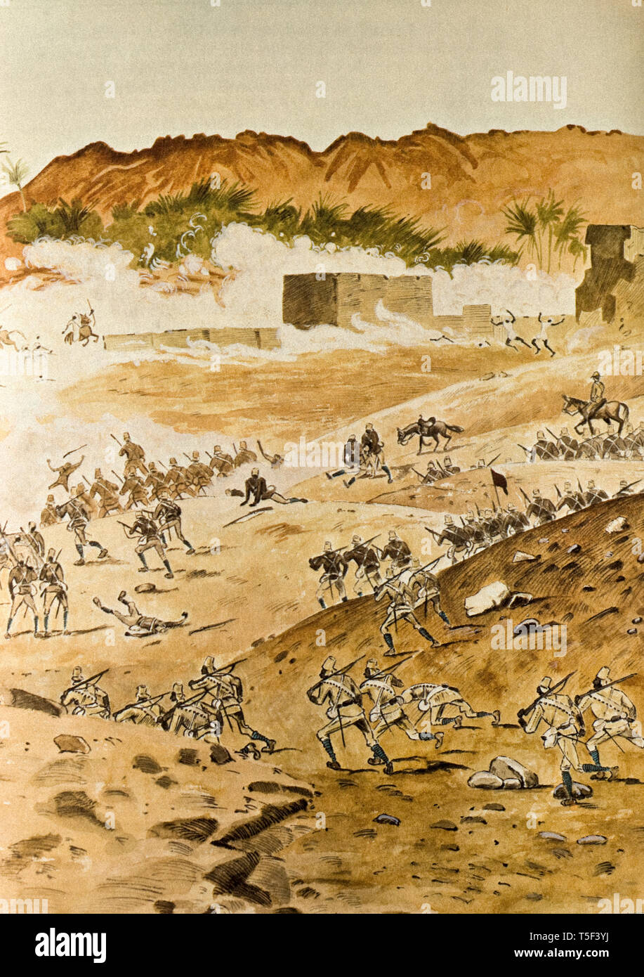 Mahdist war ( 1881 - 1899) - Lewiâ€™s brigade assaulting firket village ...