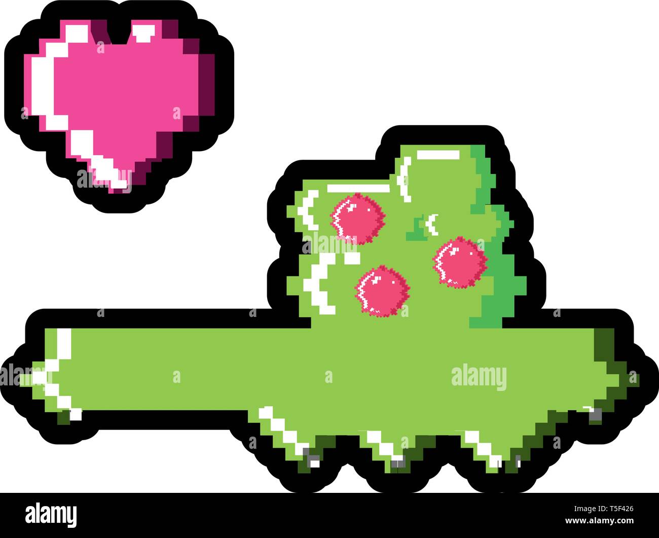 video game pixelated bush with heart vector illustration design Stock ...
