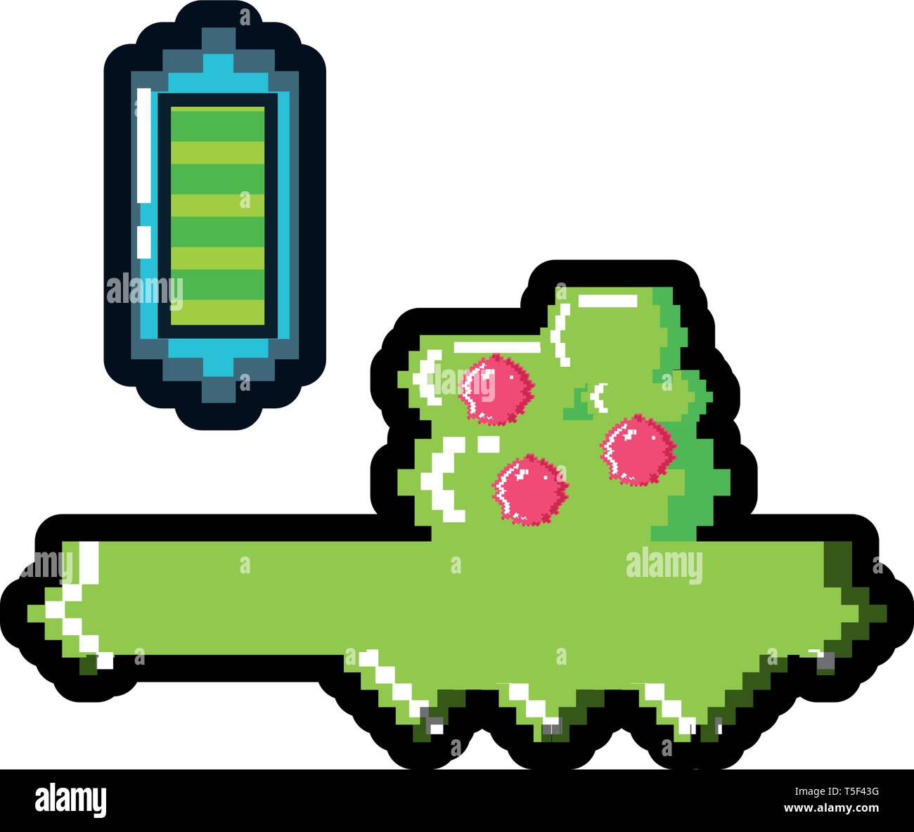 video game pixelated bush with battery vector illustration design Stock ...