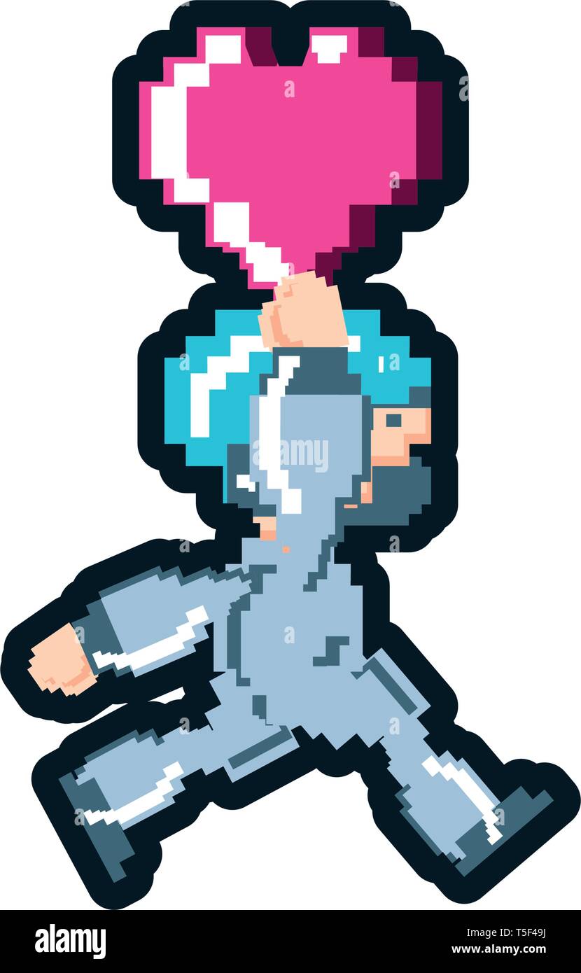 video game avatar pixelated with heart vector illustration design Stock ...