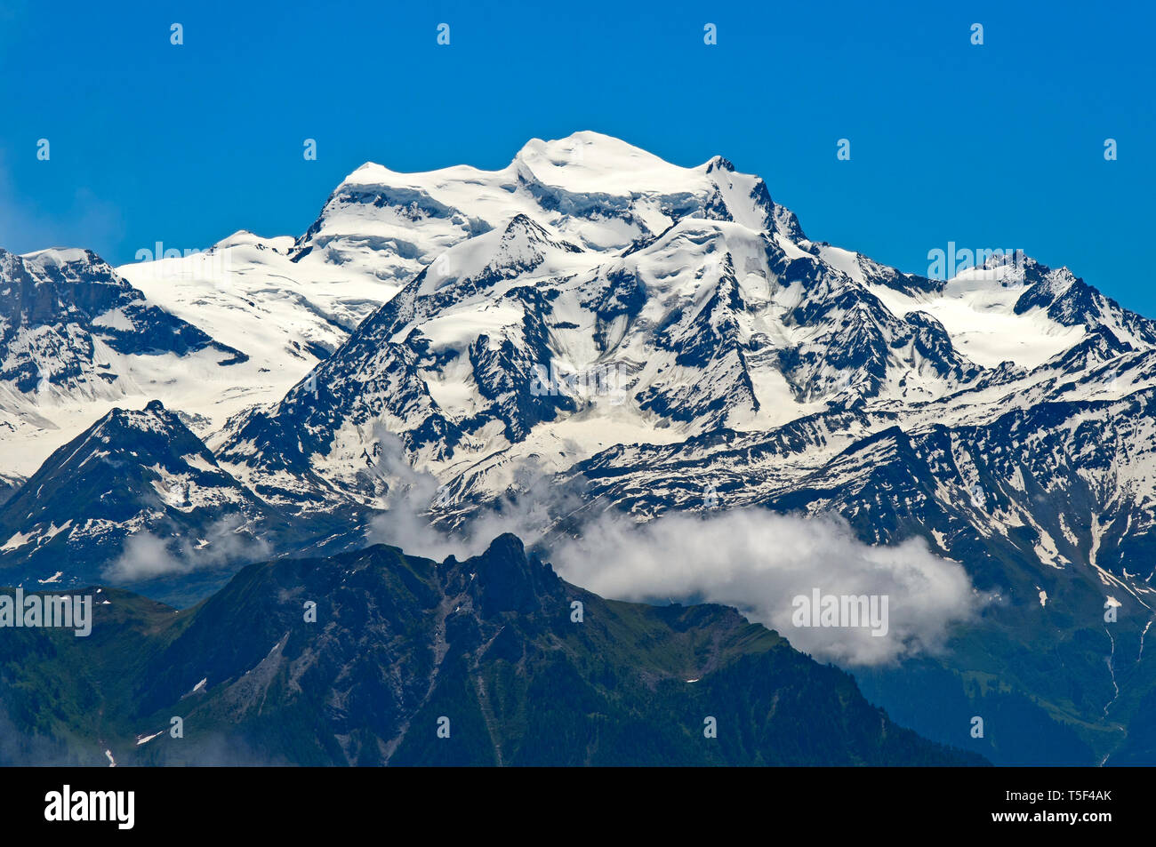 Snow-covered Grand Combin massif, Pennine Alps, Bourg-Saint-Pierre ...