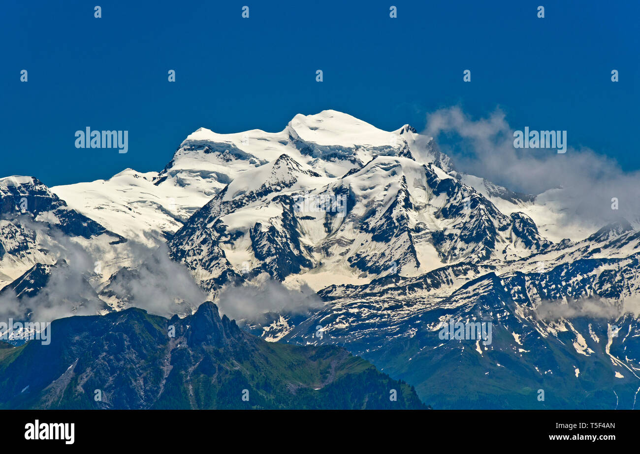 Snow-covered Grand Combin massif, Pennine Alps, Bourg-Saint-Pierre ...