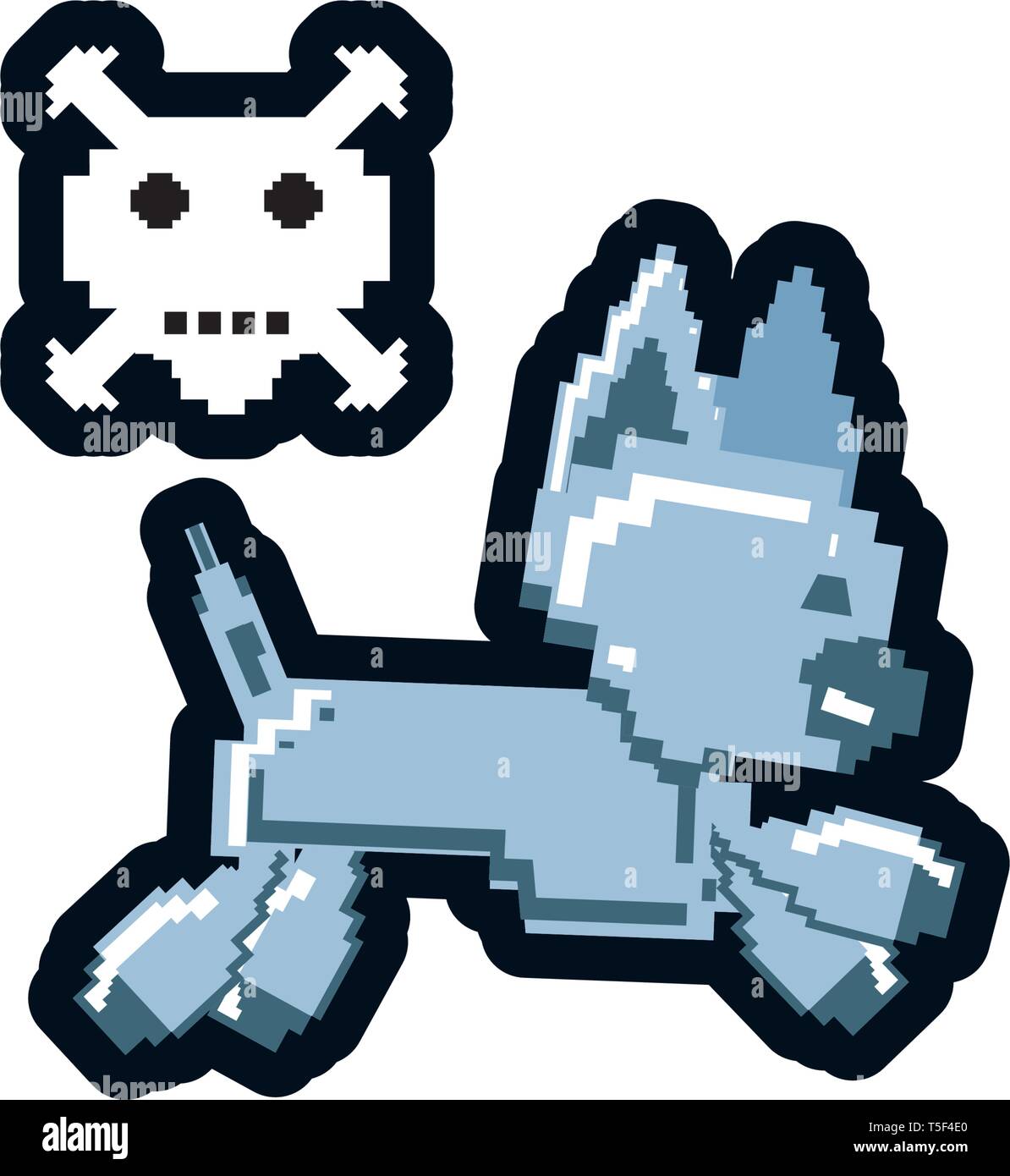 video game pixelated robotic dog with skull danger vector illustration ...