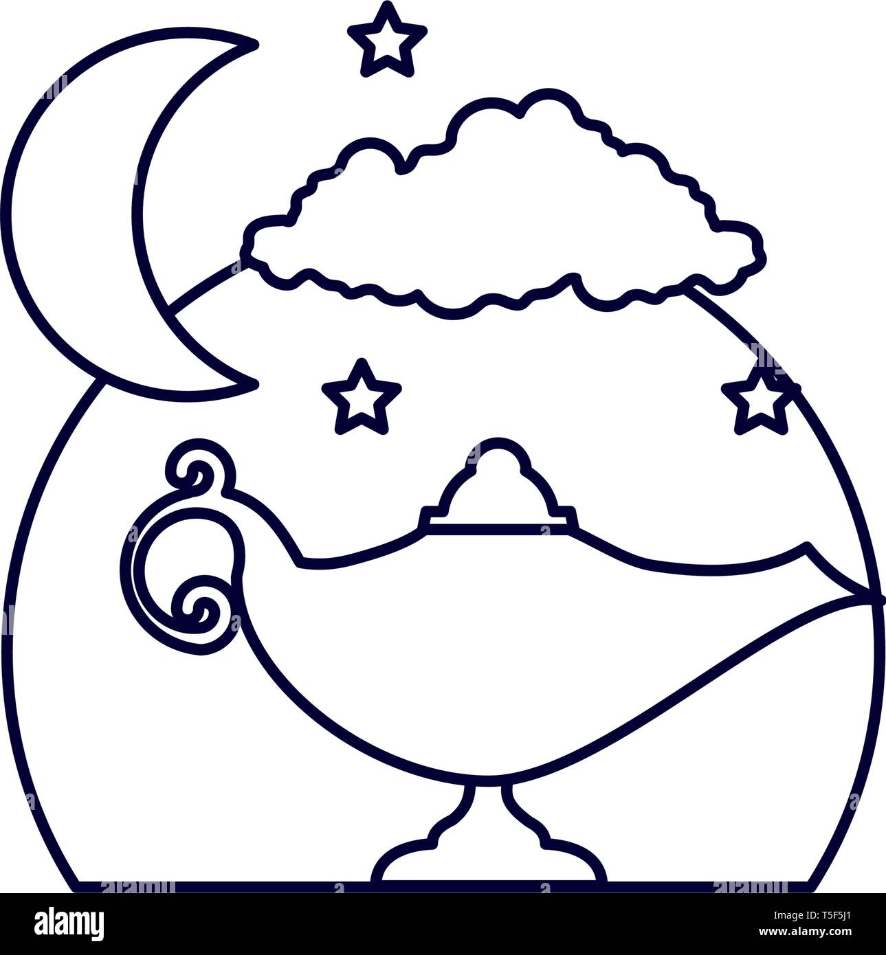 ramadan kareem card with moon and teapot vector illustration design ...