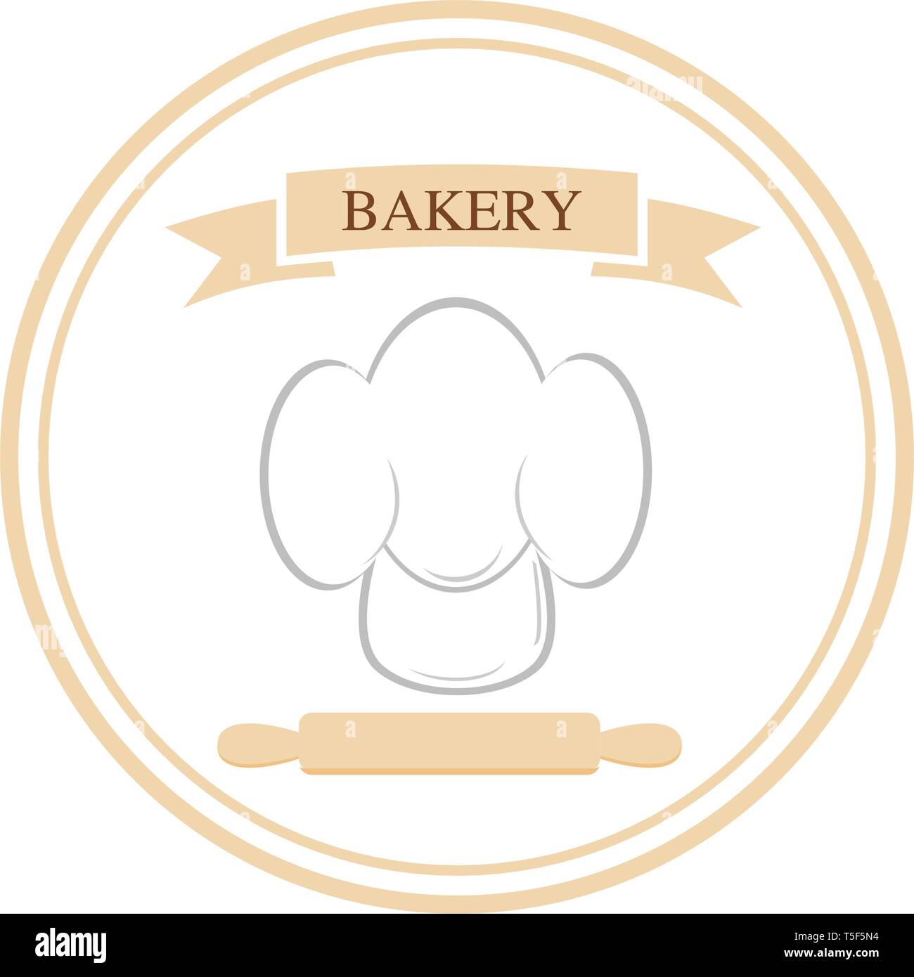 Bakery logo Chef's hat and wooden rolling pin on White background ...