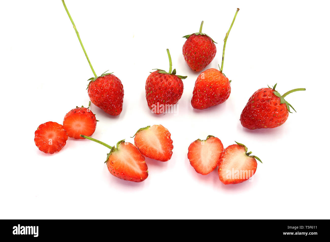 strawberries ,small strawberry with strawberry leaf on white background ...