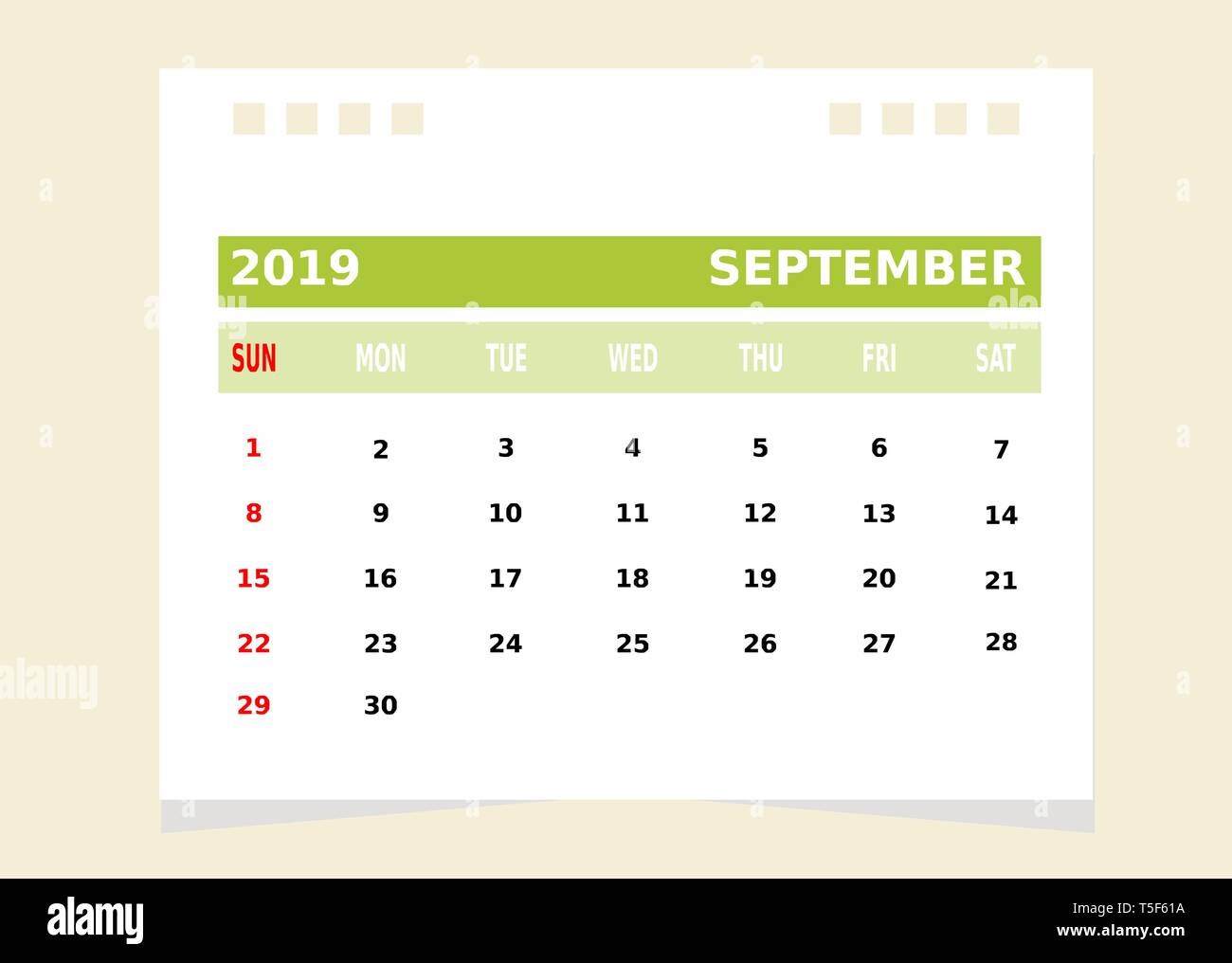 2019 calendar day 9 Stock Vector Images - Alamy