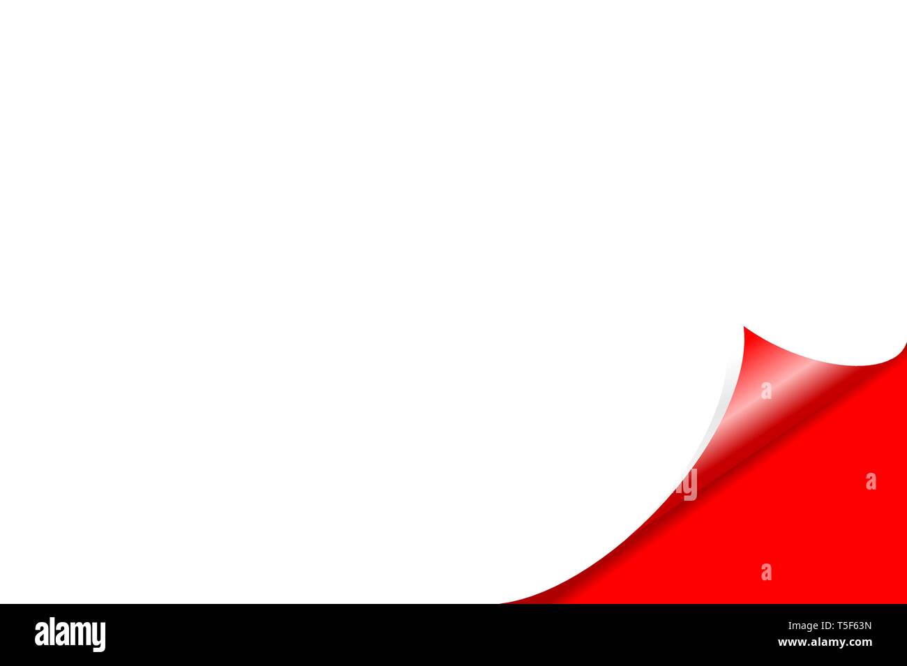 curve of the white paper, close-up isolated on a red background. vector ...