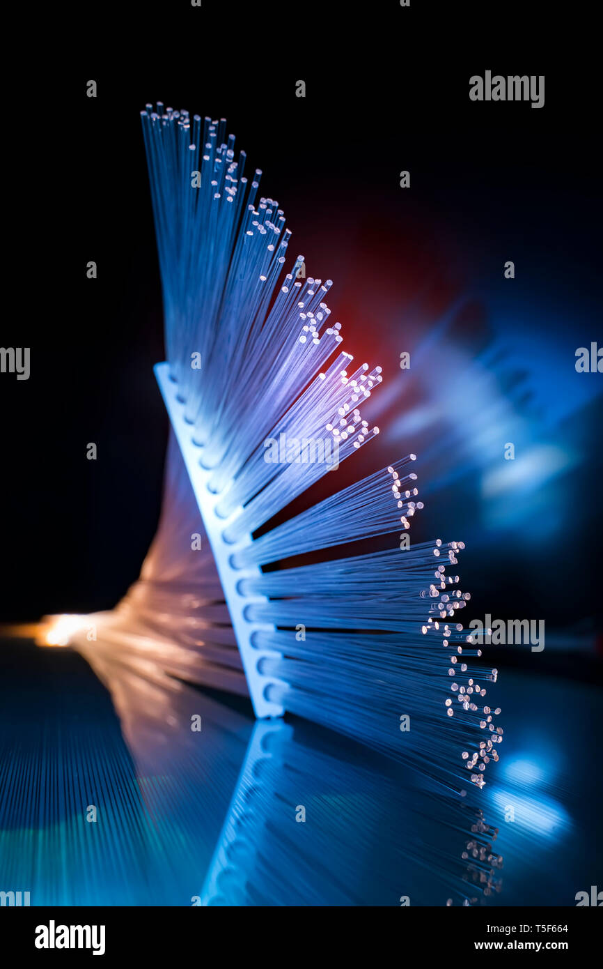 Fiber optics cable with lights abstract background Stock Photo - Alamy