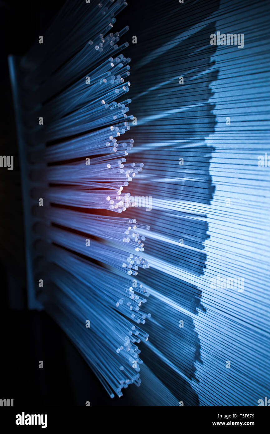 Fiber optics cable with lights abstract background Stock Photo - Alamy