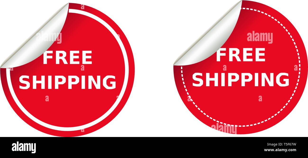 free shipping red circle sticker on a white background vector Stock ...