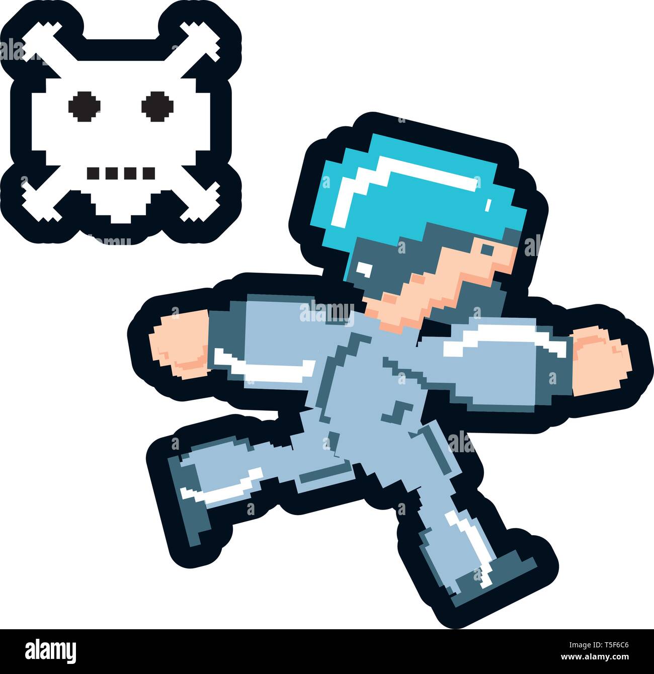 video game avatar pixelated with danger skull vector illustration ...