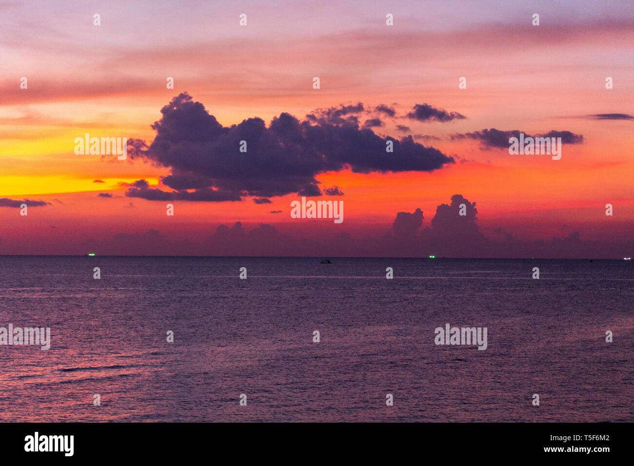 Purple sunset seen from Koh Panghan island in Thailand Stock Photo - Alamy
