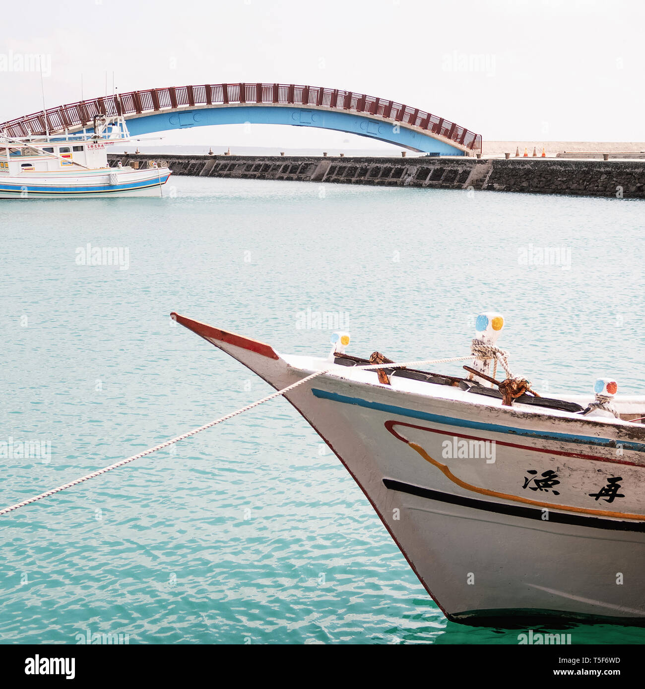 Taiwanese Boat and Bridge Stock Photo - Alamy