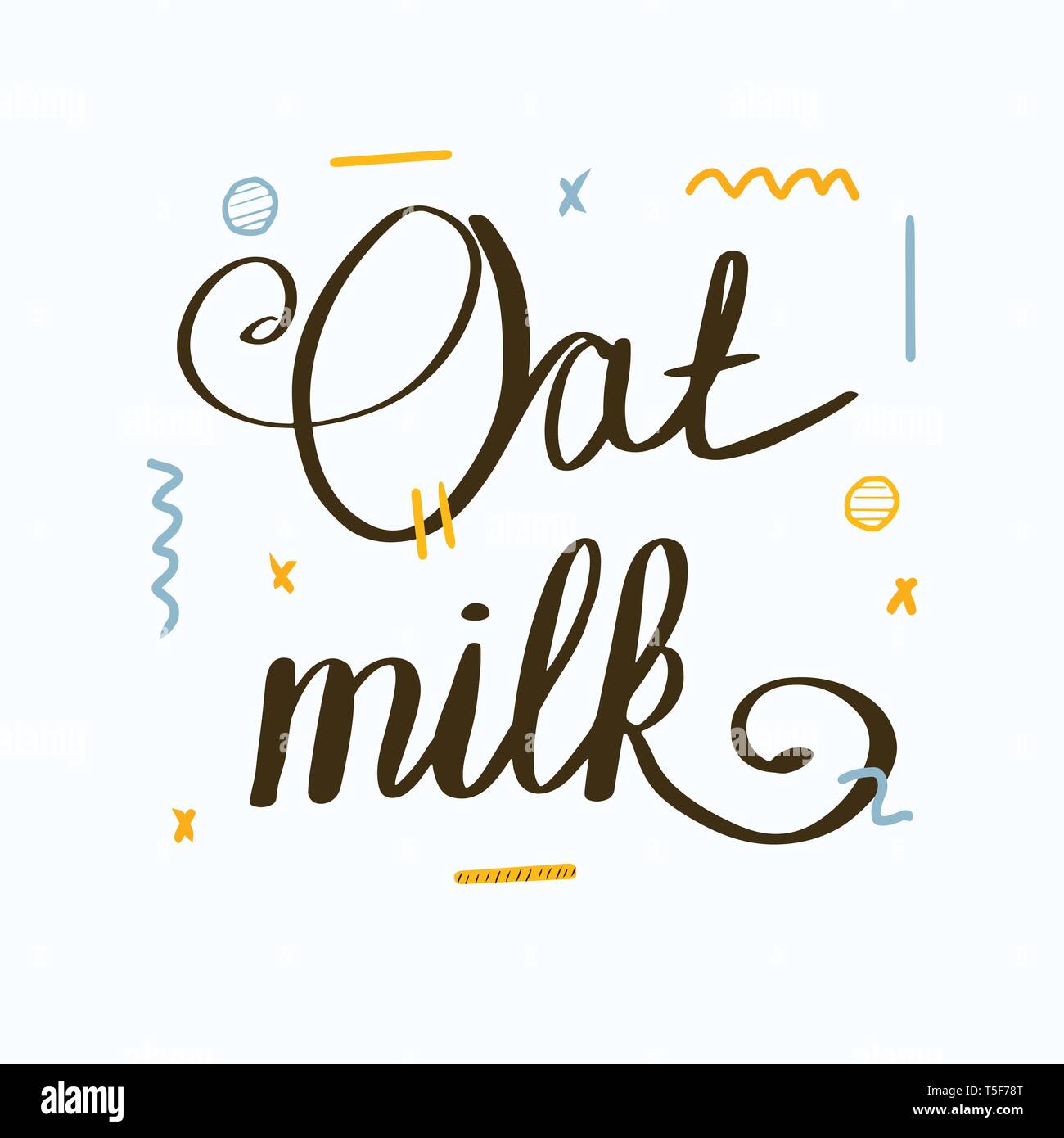 Oat Milk hand drawn lettering. Modern Calligraphy. Vector Illustration ...