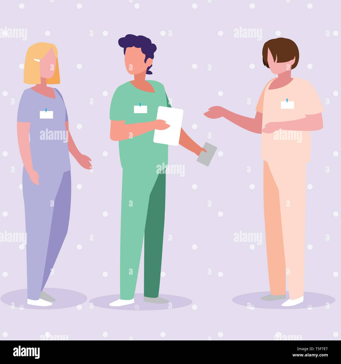 group medicine workers with uniform characters vector illustration ...