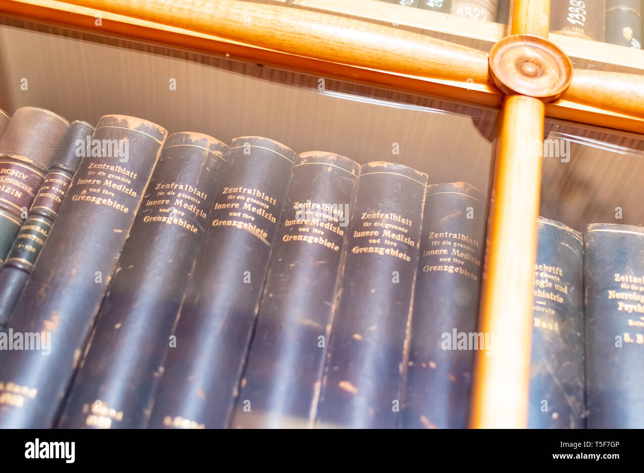 Beautiful ancient old books on shelf in the library Stock Photo - Alamy
