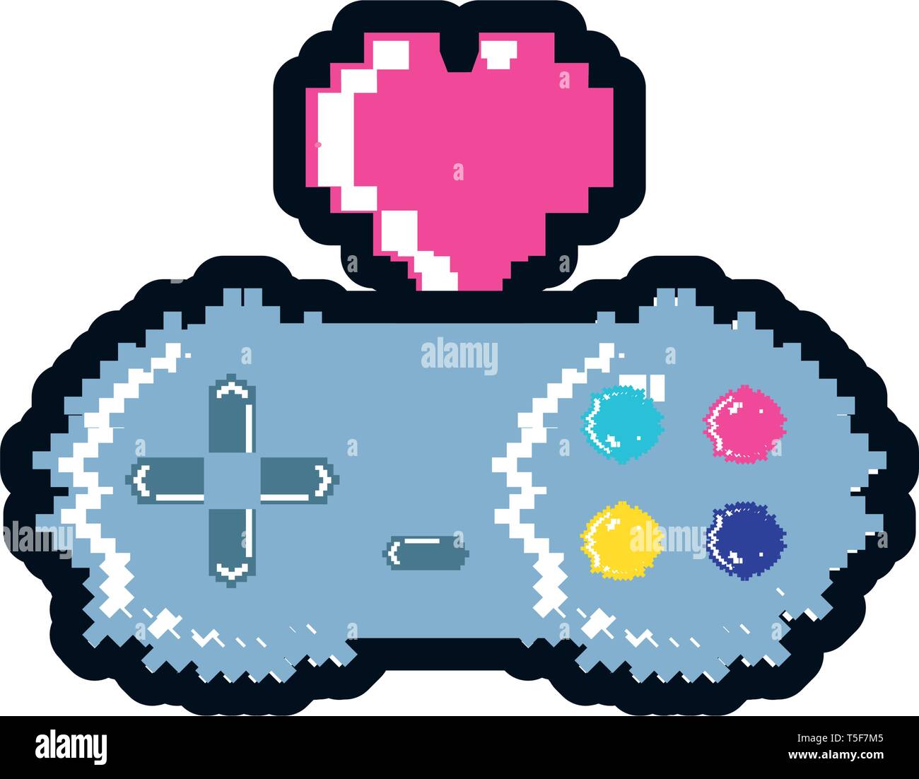 video game control with heart pixelated vector illustration design ...