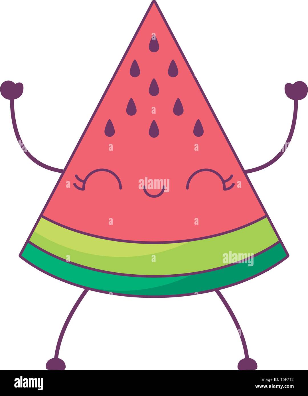 slice of watermelon fruit kawaii character vector illustration design ...